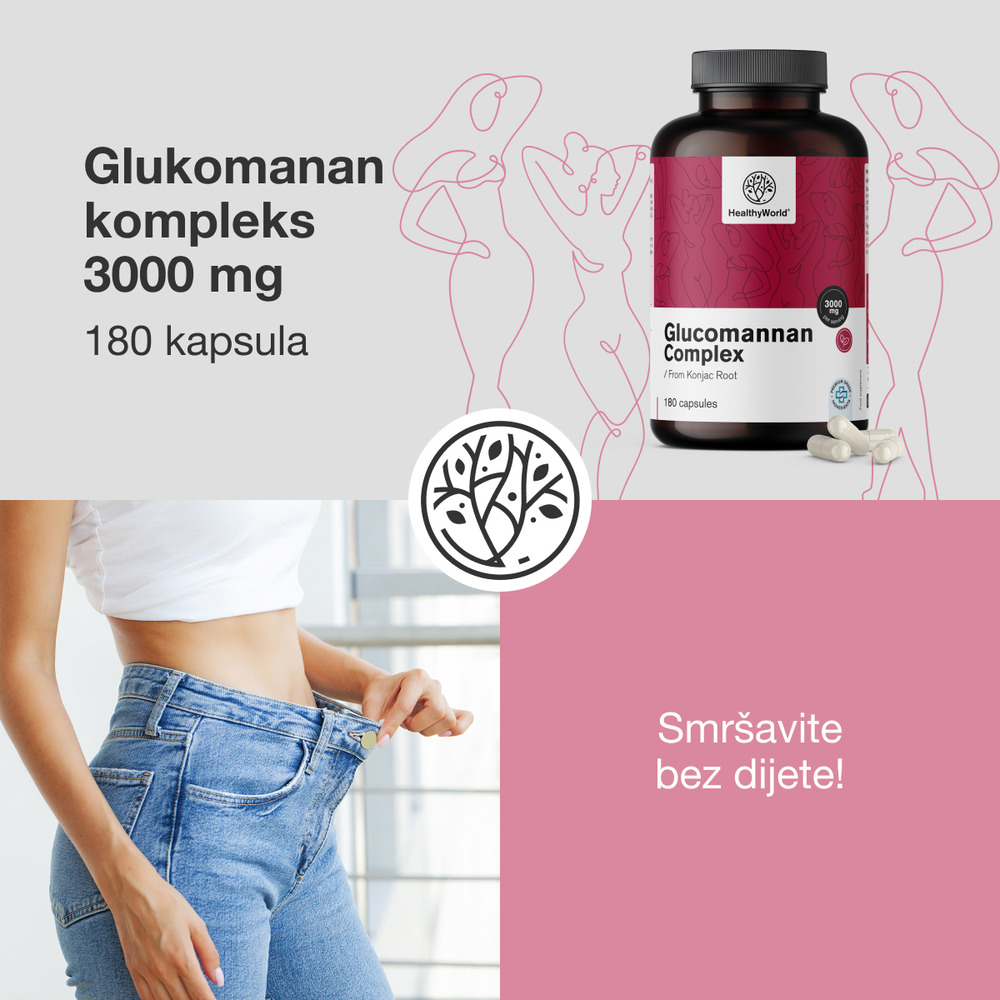 Glukomanan kompleks 3000 mg, 180 kapsula - HealthyWorld.hr