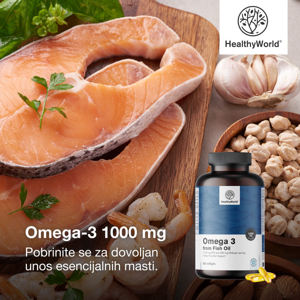 Omega-3 1000 mg – iz ribljeg ulja, 365 mekih kapsula - HealthyWorld.hr