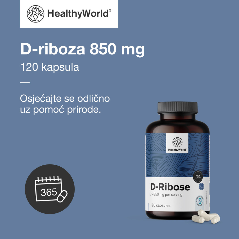 D-riboza 850 mg, 120 kapsula - HealthyWorld.hr