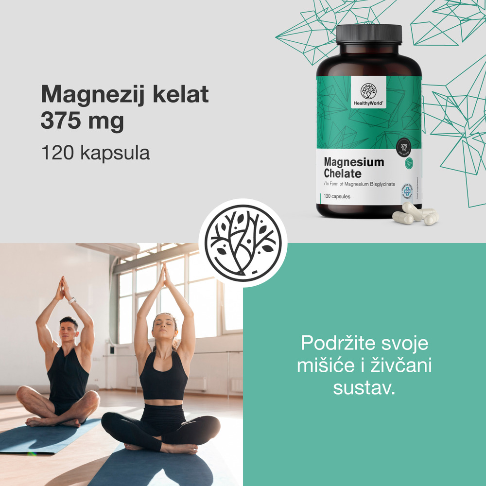 Magnezij kelat 375 mg, 120 kapsula - HealthyWorld.hr