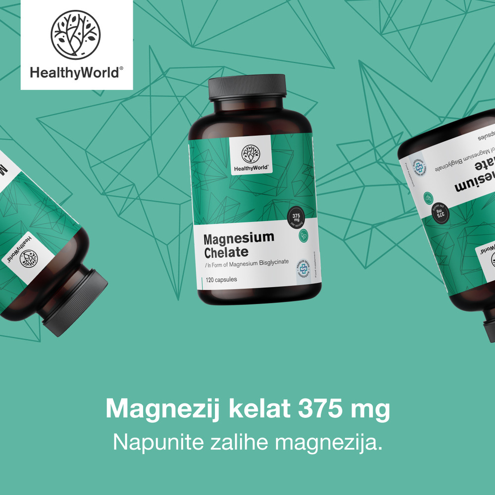 Magnezij kelat 375 mg, 120 kapsula - HealthyWorld.hr
