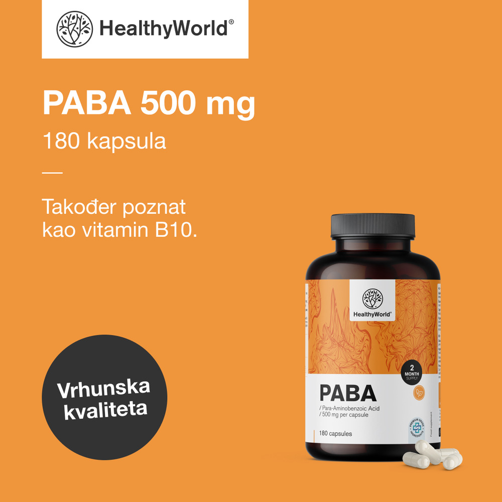 PABA 500 mg, 180 kapsula - HealthyWorld.hr